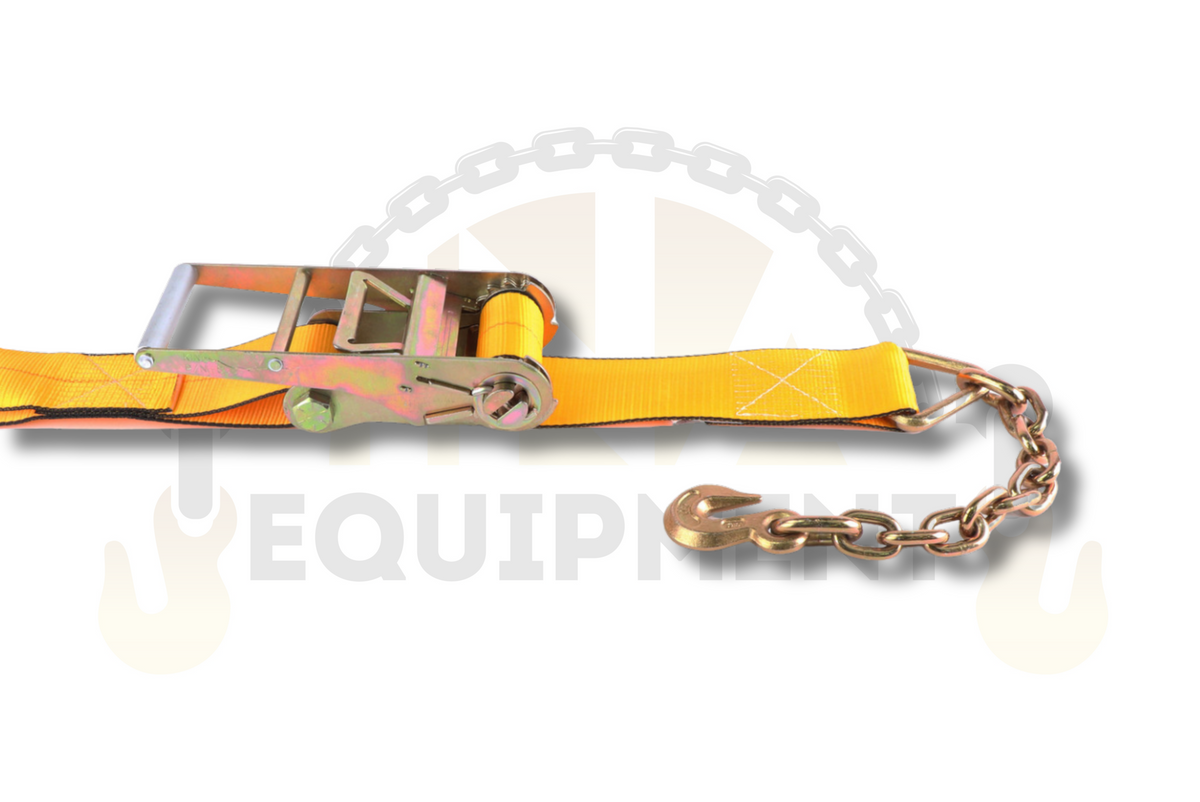 4"x40' Ratchet strap with Chain Anchor — INA Equipment®