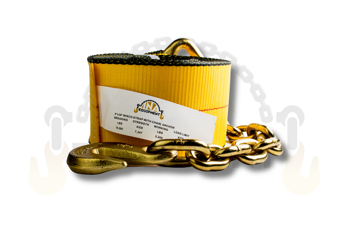 4"x30' Winch strap with Chain Anchor — INA Equipment®
